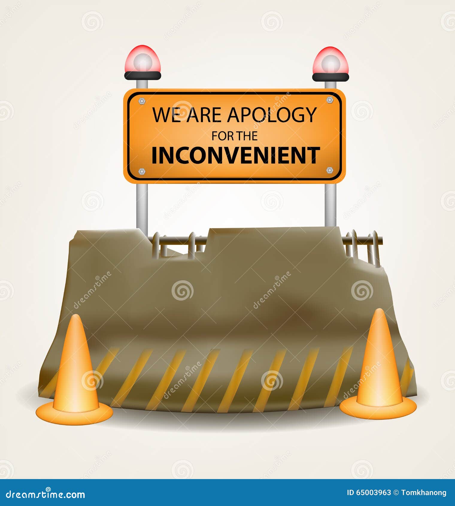 Inconvenient Sign and Concrete Roadblock Vector Design Stock Vector ...