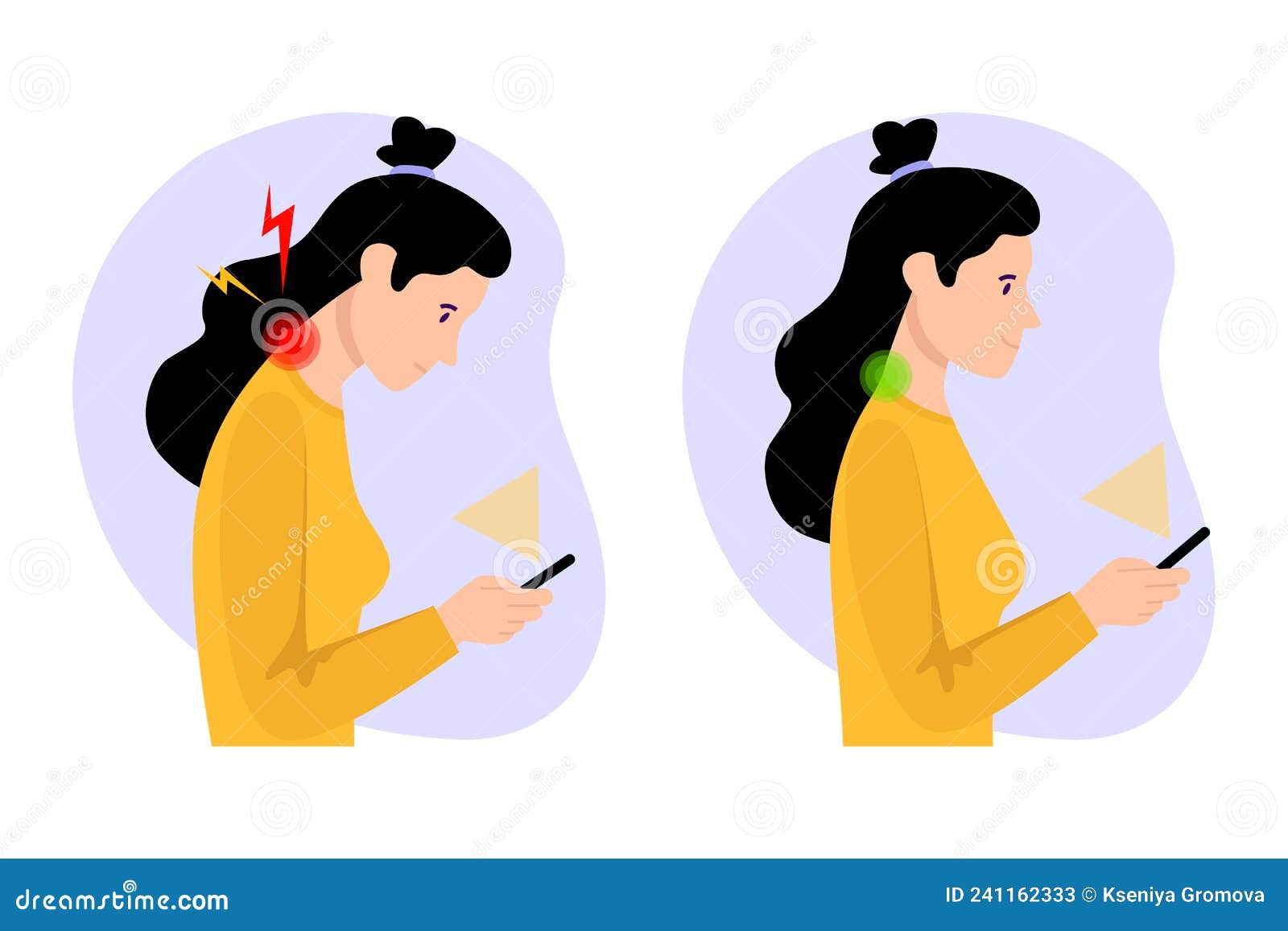 Incorrect and Correct Position, Using the Phone Stock Vector ...