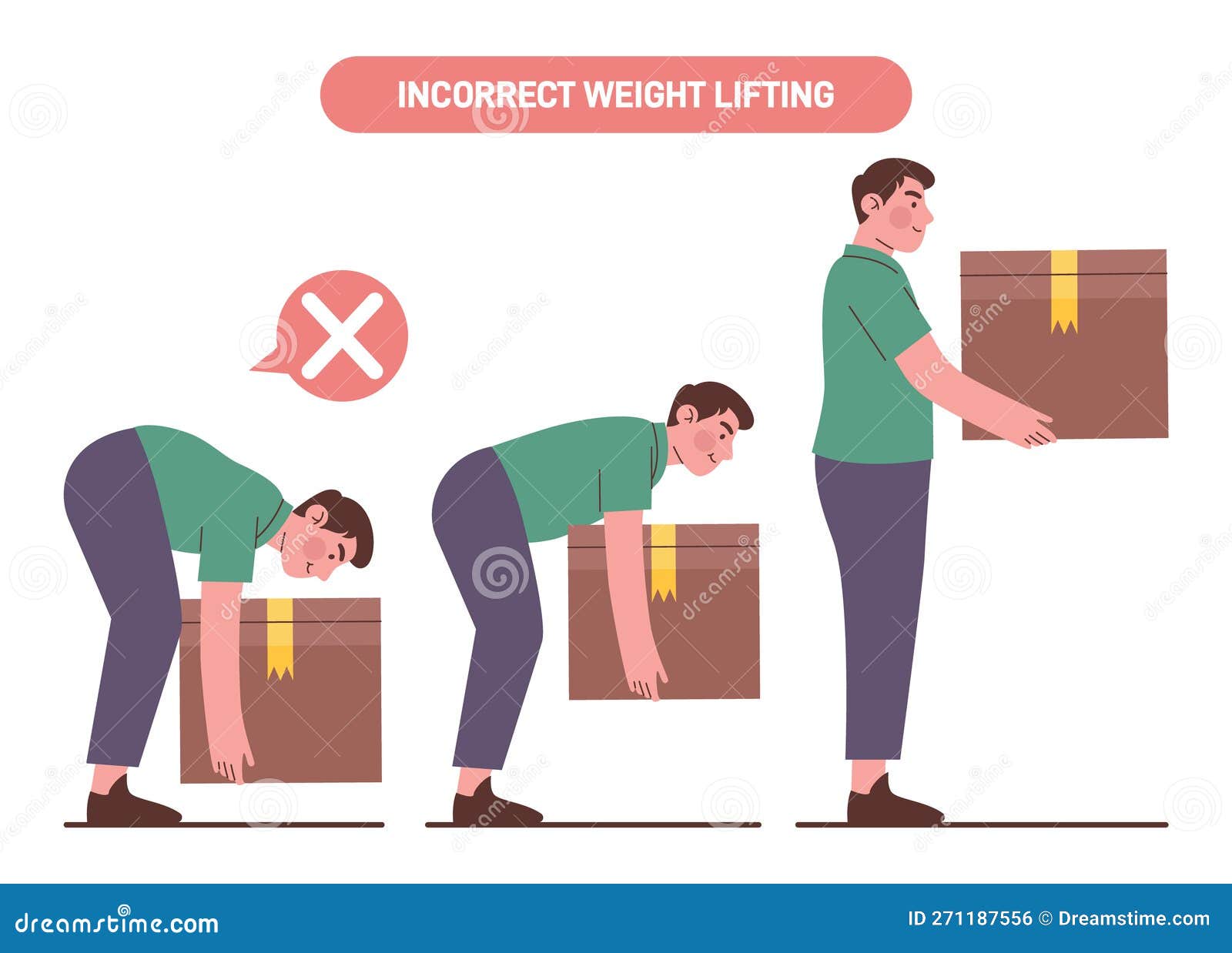 Lifting Technique. Safe Posture Lifted-up And Squat Heavy Cargo ... Lifting Technique. Safe Posture Lifted-up And Squat Heavy Cargo ...