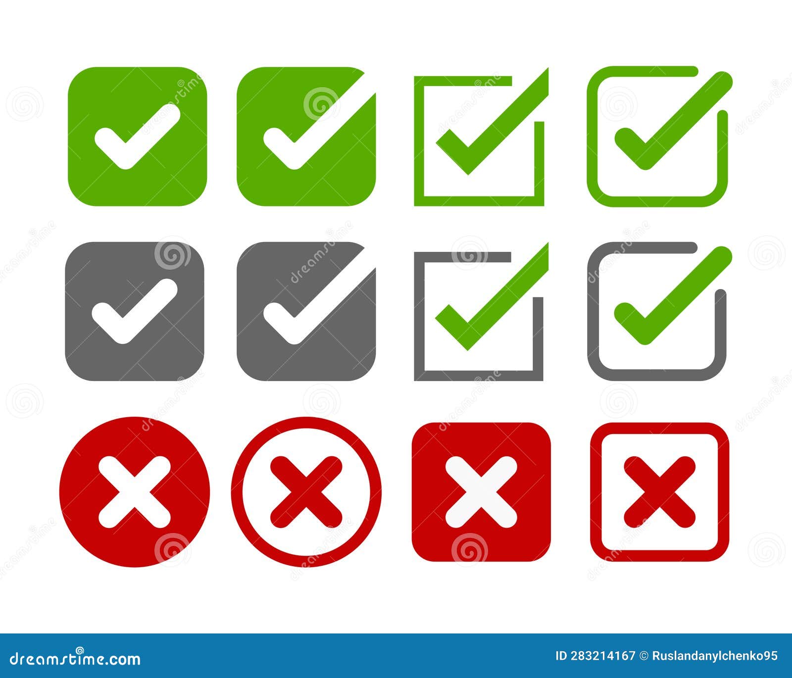 Incorrect or Rejected Cross a Red Check Mark and Correct or Approved ...