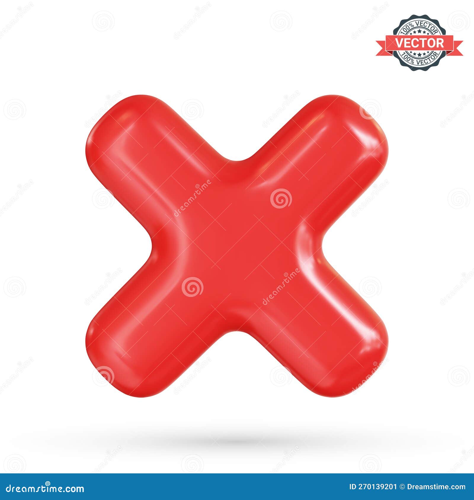 Incorrect Sign or Wrong Mark Icon. Glossy Red Cross on White Background ...