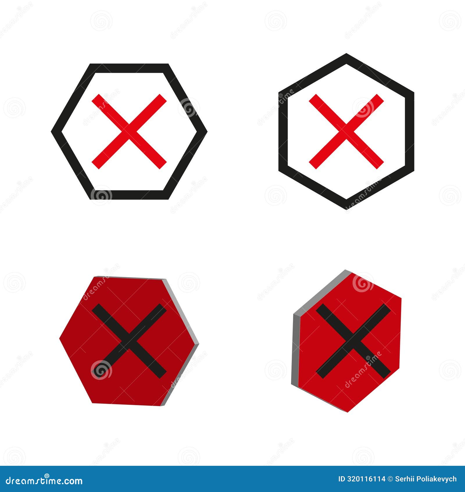 Incorrect Symbols Set. Vector Octagon Error Signs. Prohibited Actions ...