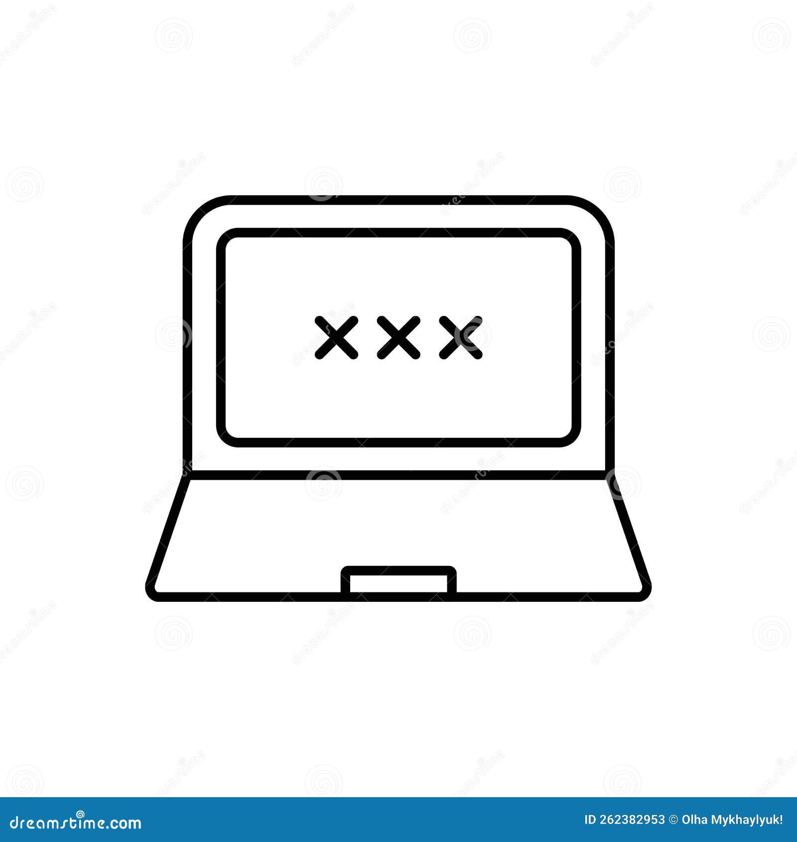 Incorrect Or Wrong Or Cross X Checkmark Concept On Laptop Computer Screen Flat Vector
