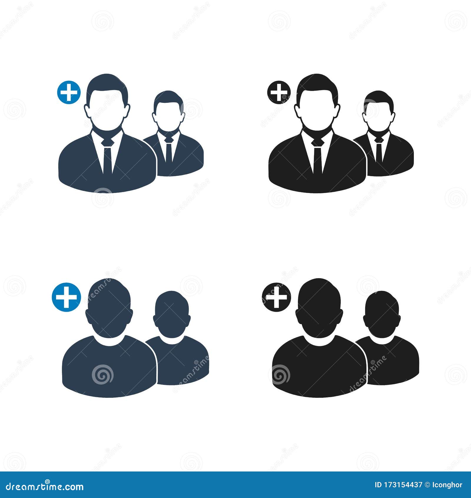 Increase, Add User Icon Set. Stock Vector - Illustration of sign, style ...