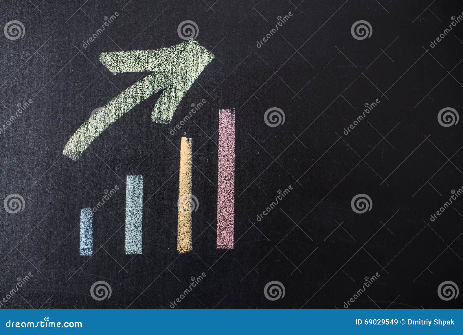 Increase Arrow Up on Blackboard Stock Image - Image of arrow ...