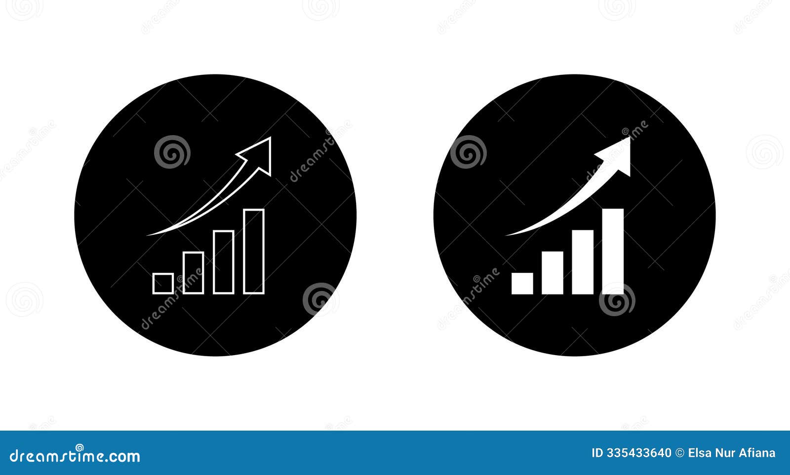 Increase Bar Chart Icon on Black Circle. Growing Graph Arrow Concept ...