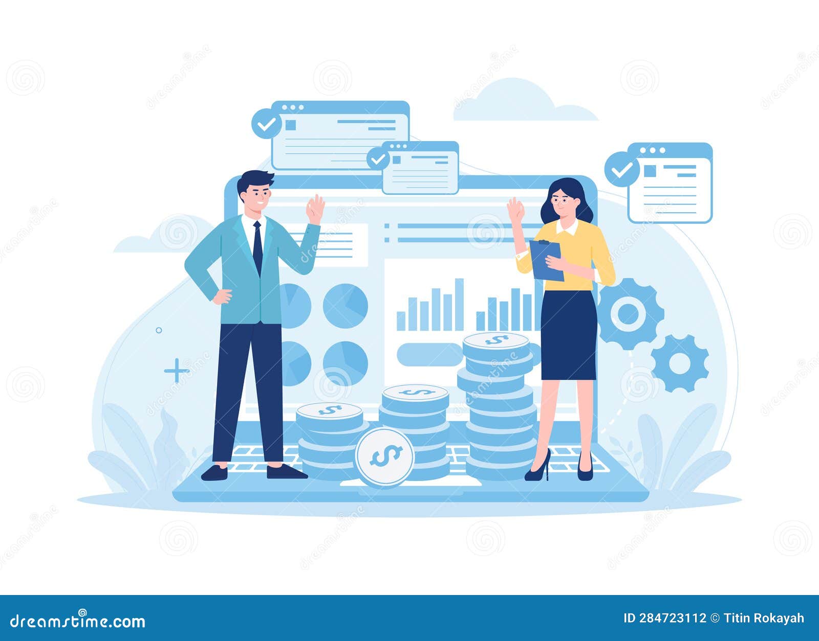 Increase in Business Profits Concept Flat Illustration Stock Vector ...