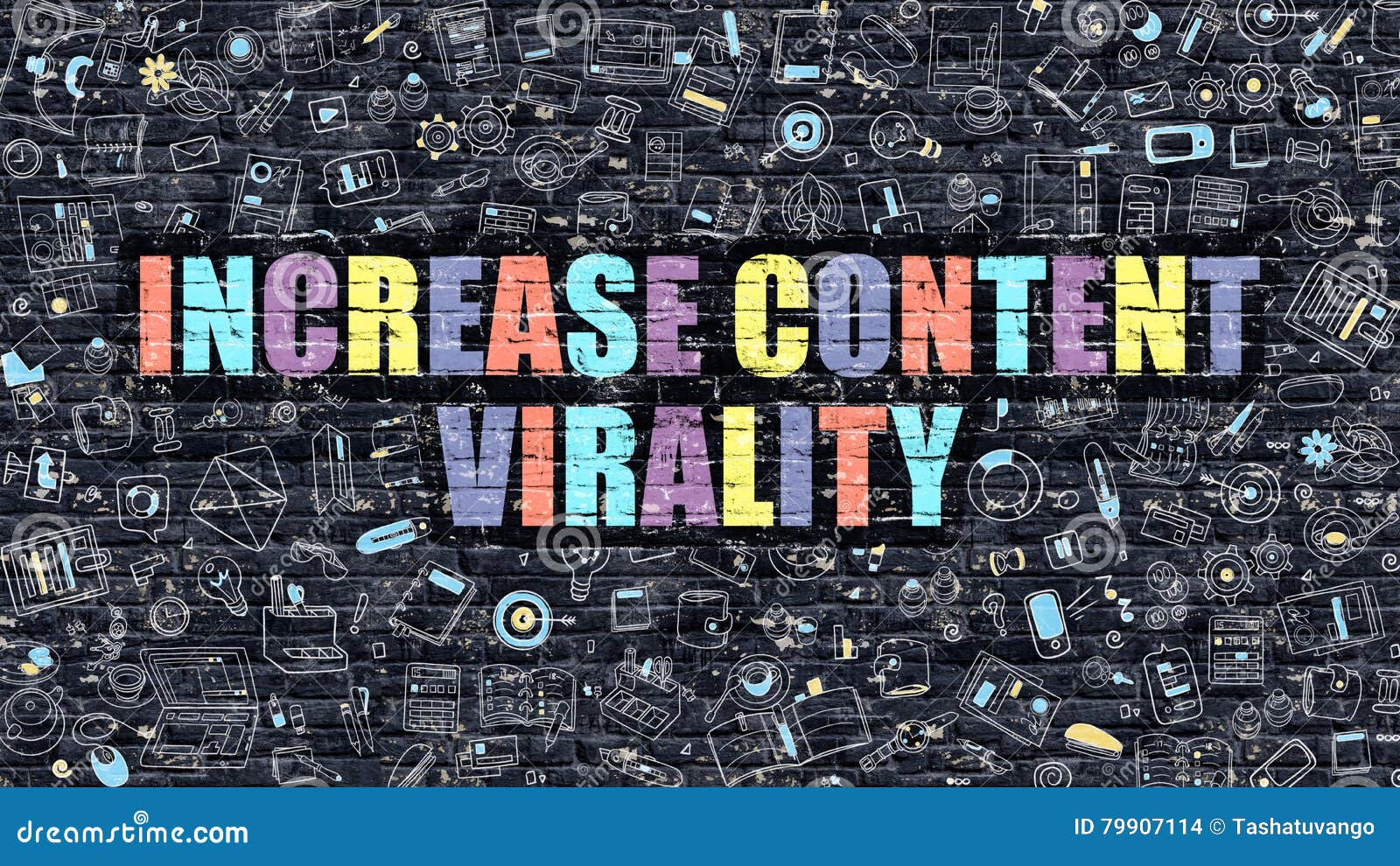 Increase Content Virality in Multicolor. Doodle Design. Stock ...