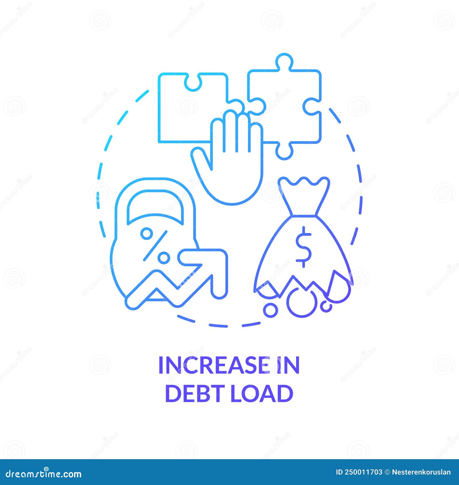 Increase in Debt Load Blue Gradient Concept Icon Stock Vector ...
