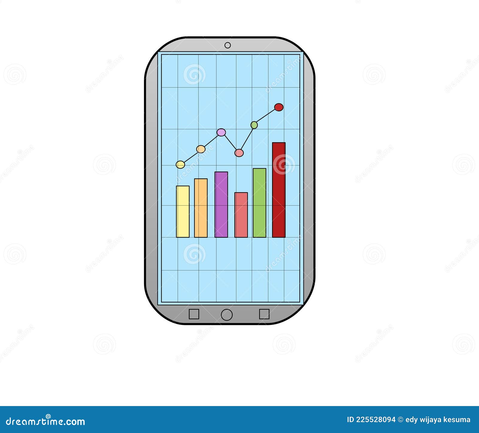 Increase and Decrease Graph Chart in a Smartphone Mode. Illustration Image. Icon Image ...
