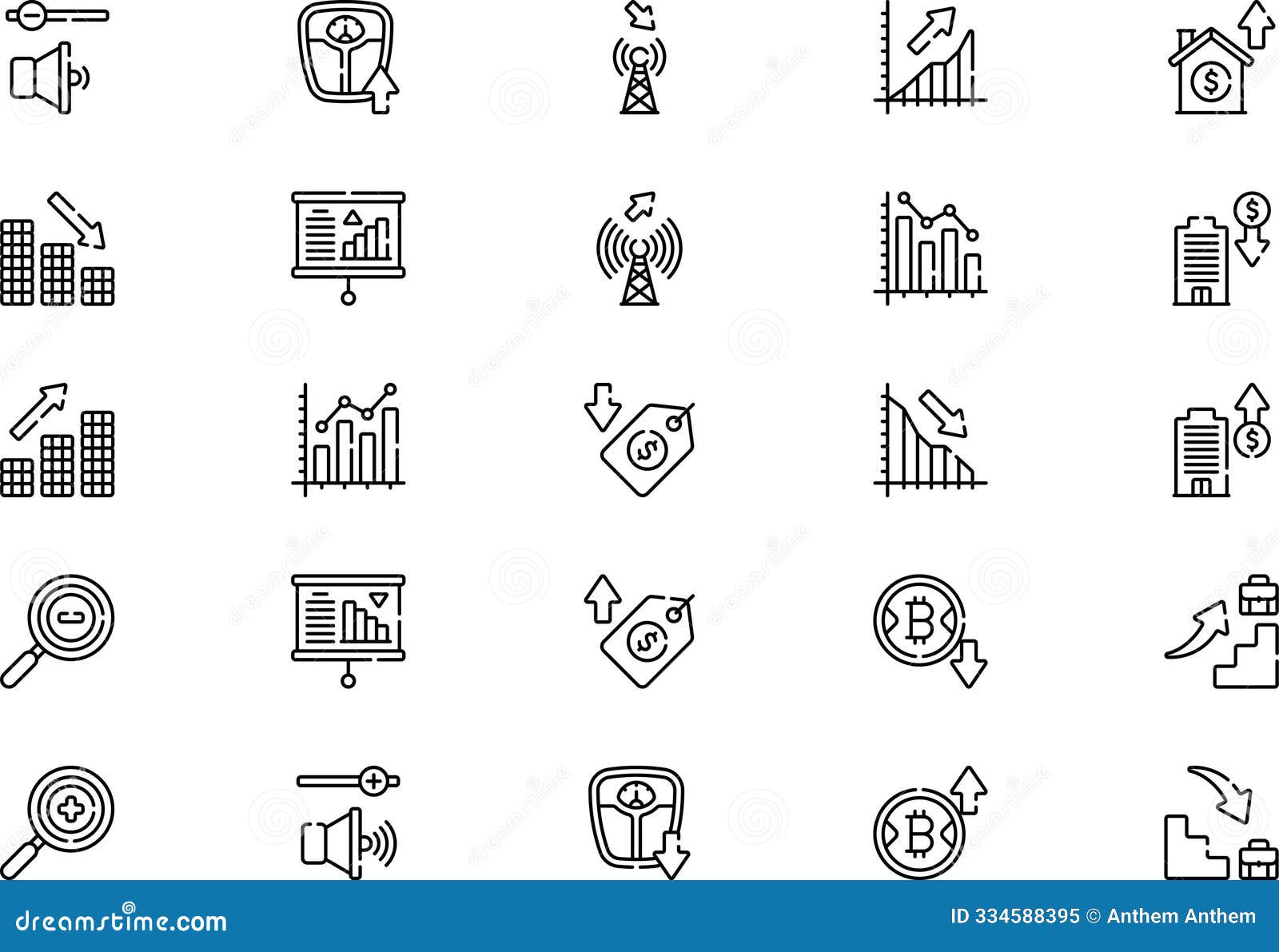 Increase and Decrease Icons Collection is a Vector Illustration with Editable Stroke. Stock ...