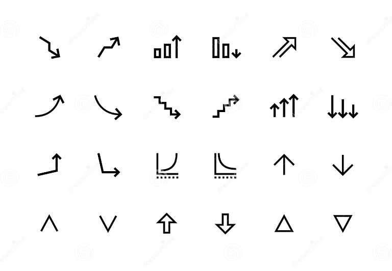 Increase and Decrease Line Icons. Growth and Fall Symbols for Web Page and Application UI Stock ...