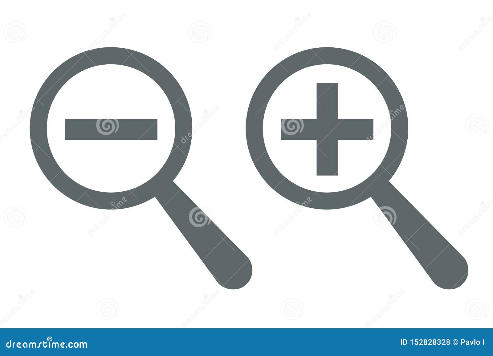 Increase-decrease Magnifiers Icons. Plus and Minus Zoom Tool Symbols. Search Information Signs ...