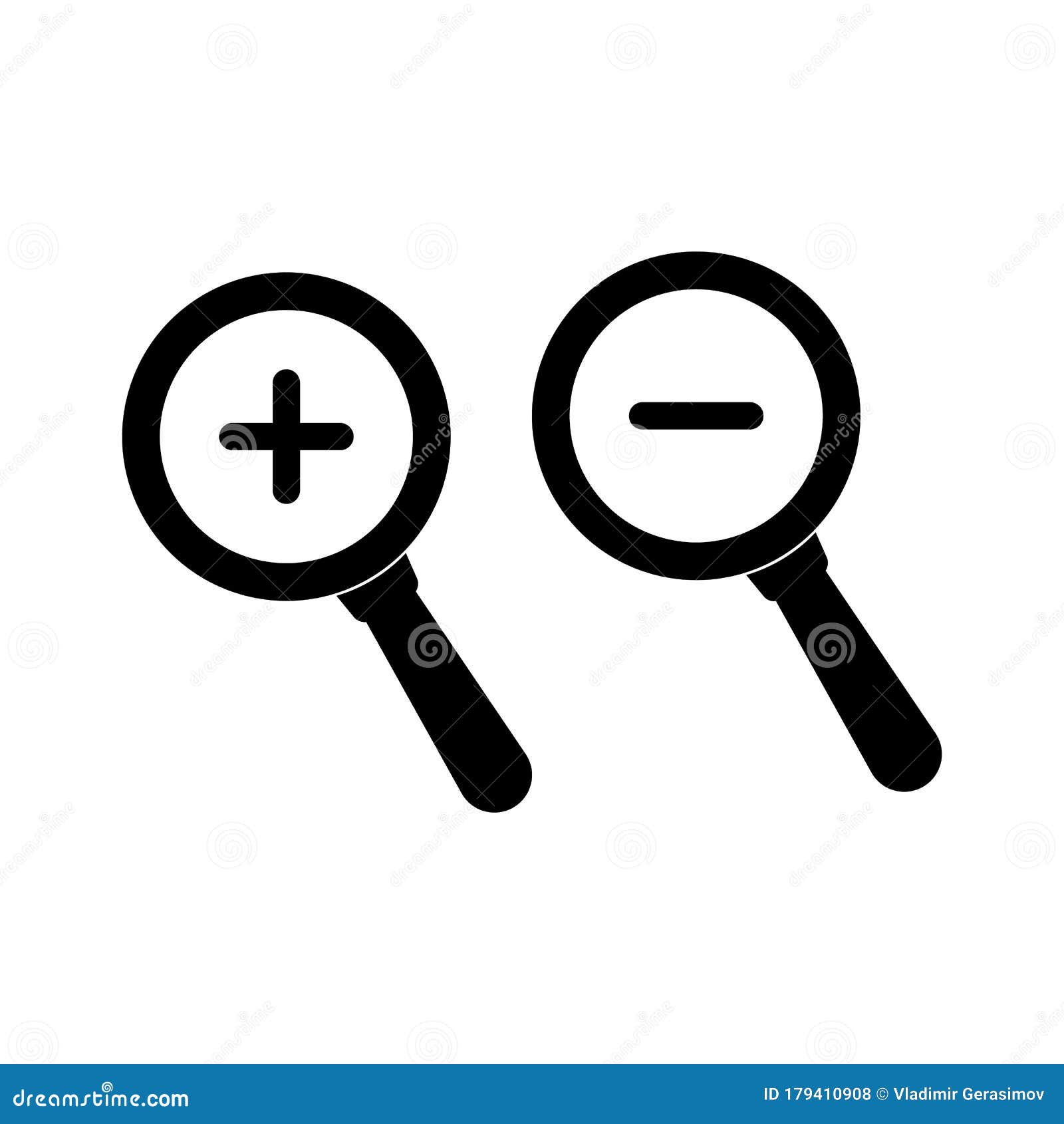 Increase and Decrease of Magnifying Glass Icon Stock Illustration - Illustration of lens, glass ...