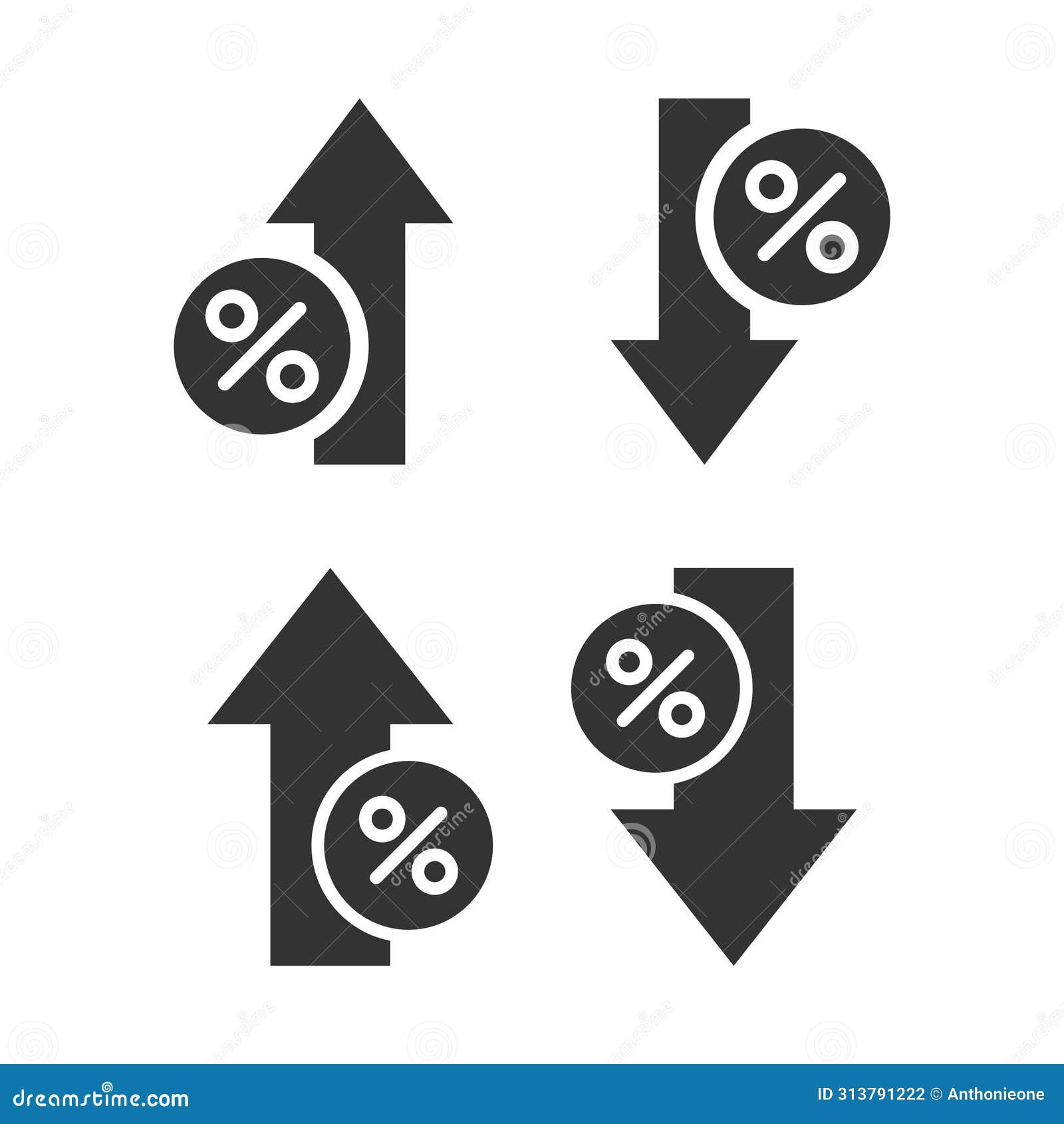 Increase and Decrease Percent Rate Isolated Vector Illustration Stock Vector - Illustration of ...