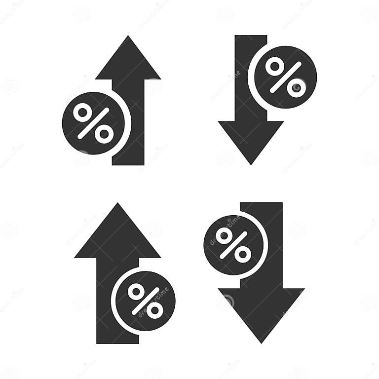 Increase and Decrease Percent Rate Isolated Vector Illustration Stock ...