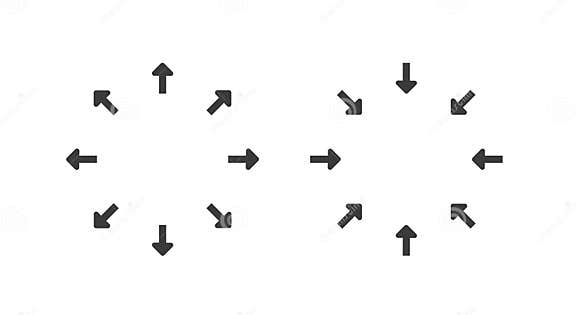 Increase Decrease Radial Arrows Icon Vector, Expand Shrink Ui Simple ...