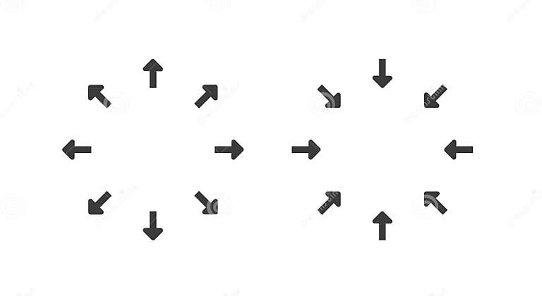 Increase Decrease Radial Arrows Icon Vector, Expand Shrink Ui Simple ...