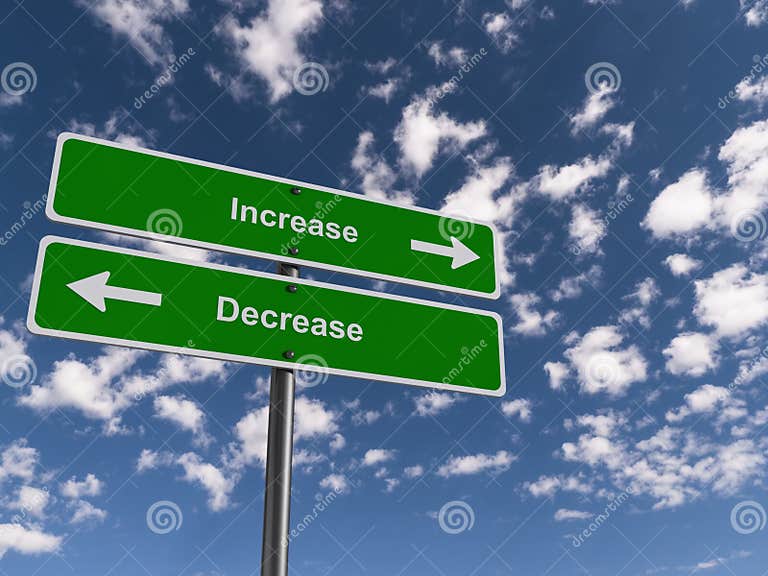Increase Decrease Traffic Sign on Blue Sky Stock Illustration ...