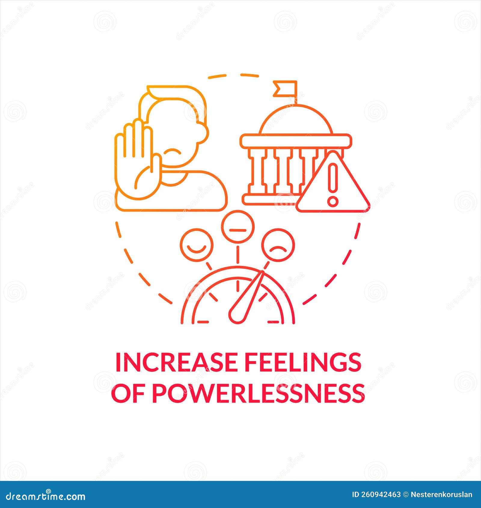 Increase Feelings Of Powerlessness Red Gradient Concept Icon Cartoon ...