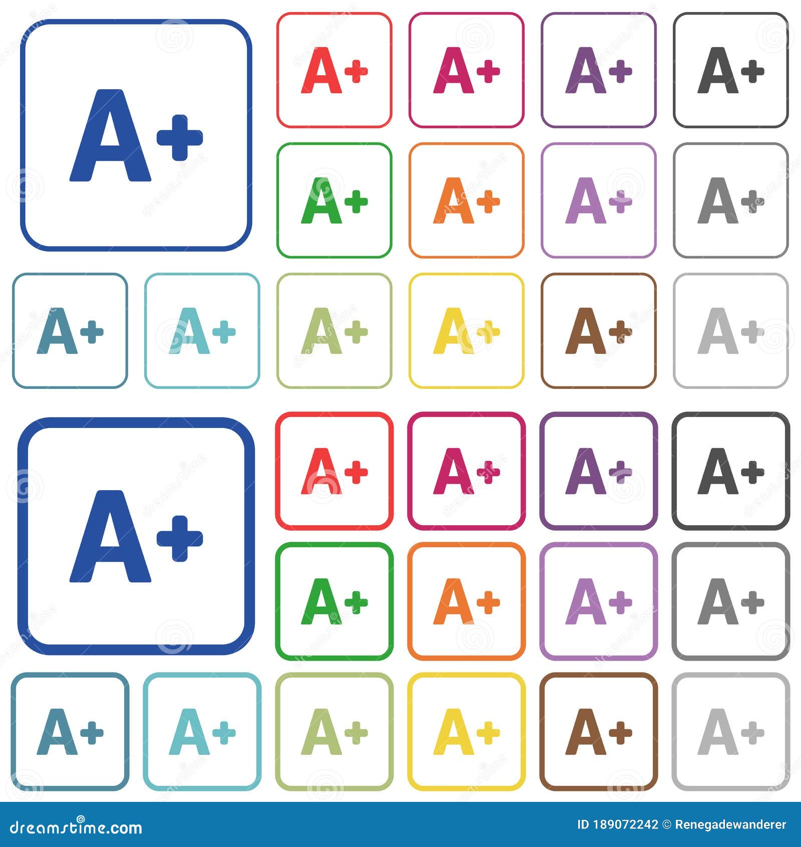 Increase Font Size Outlined Flat Color Icons Stock Vector ...