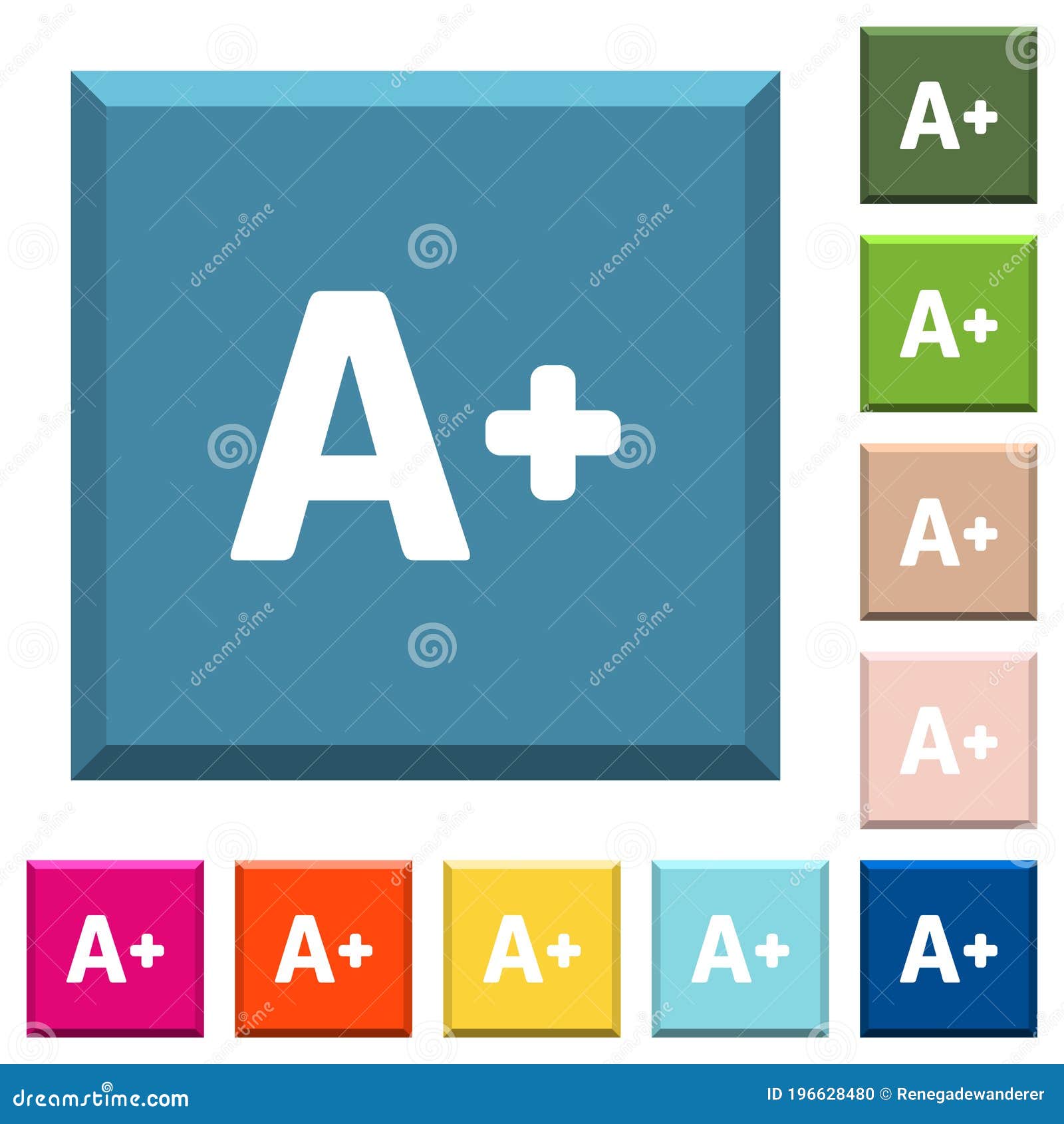 Increase Font Size White Icons on Edged Square Buttons Stock Vector ...
