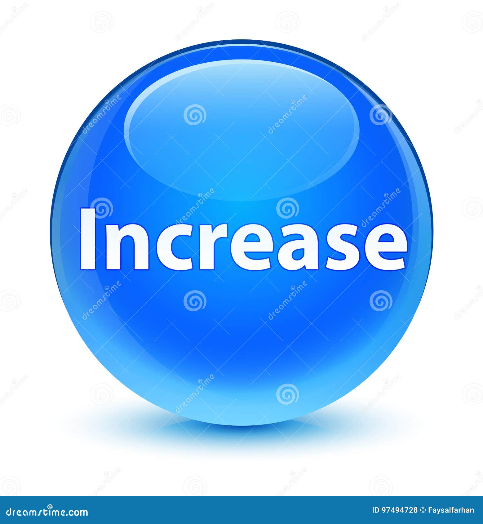 Increase Glassy Cyan Blue Round Button Stock Illustration ...