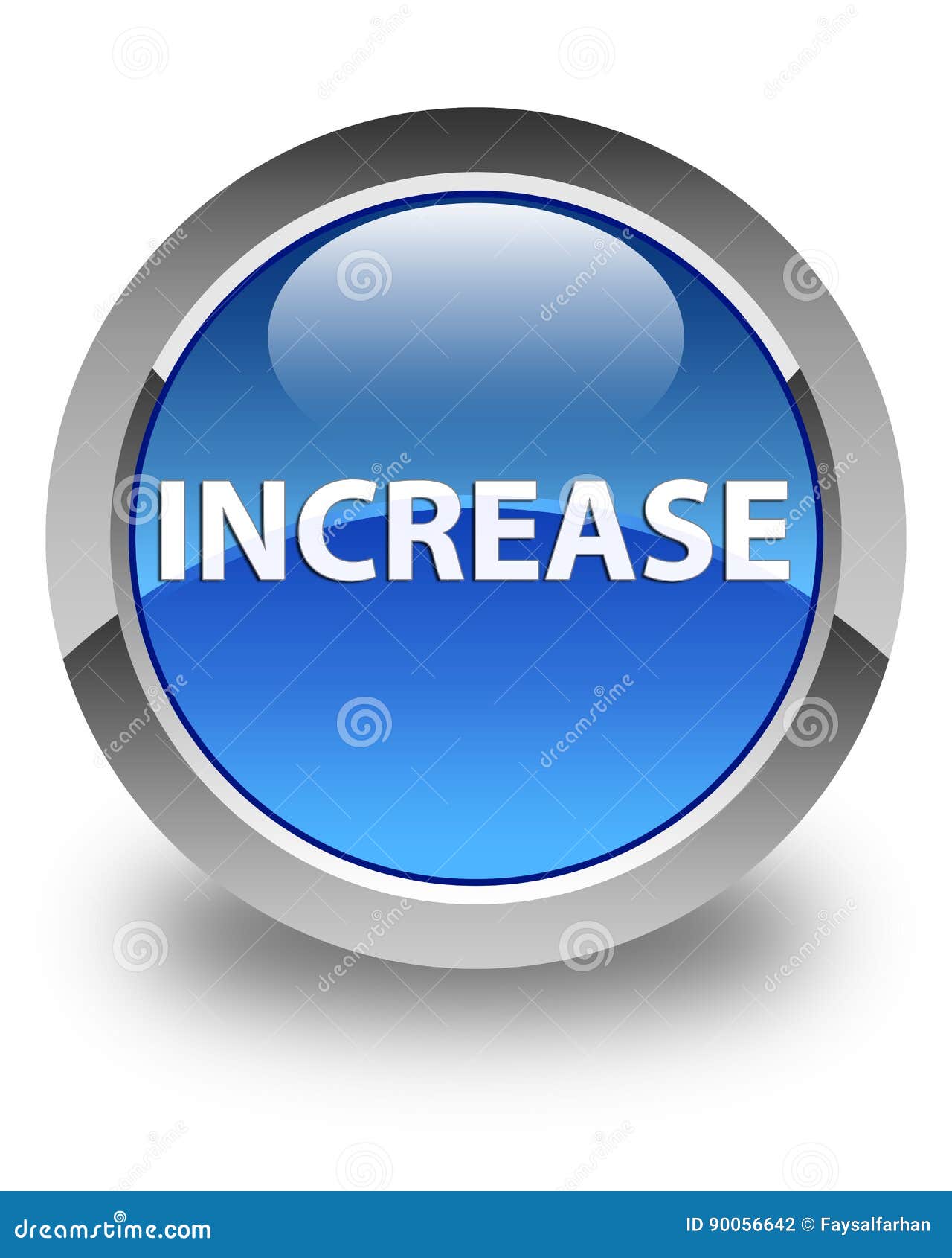 Increase Glossy Blue Round Button Stock Illustration - Illustration of ...