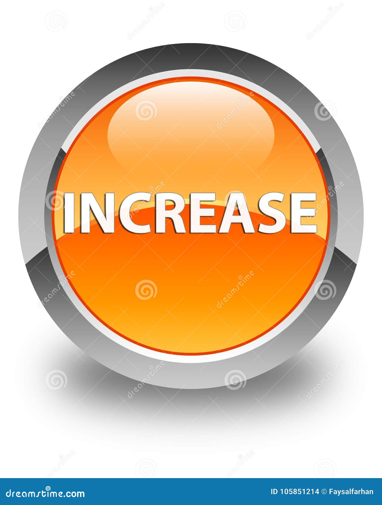 Increase Glossy Orange Round Button Stock Illustration - Illustration ...