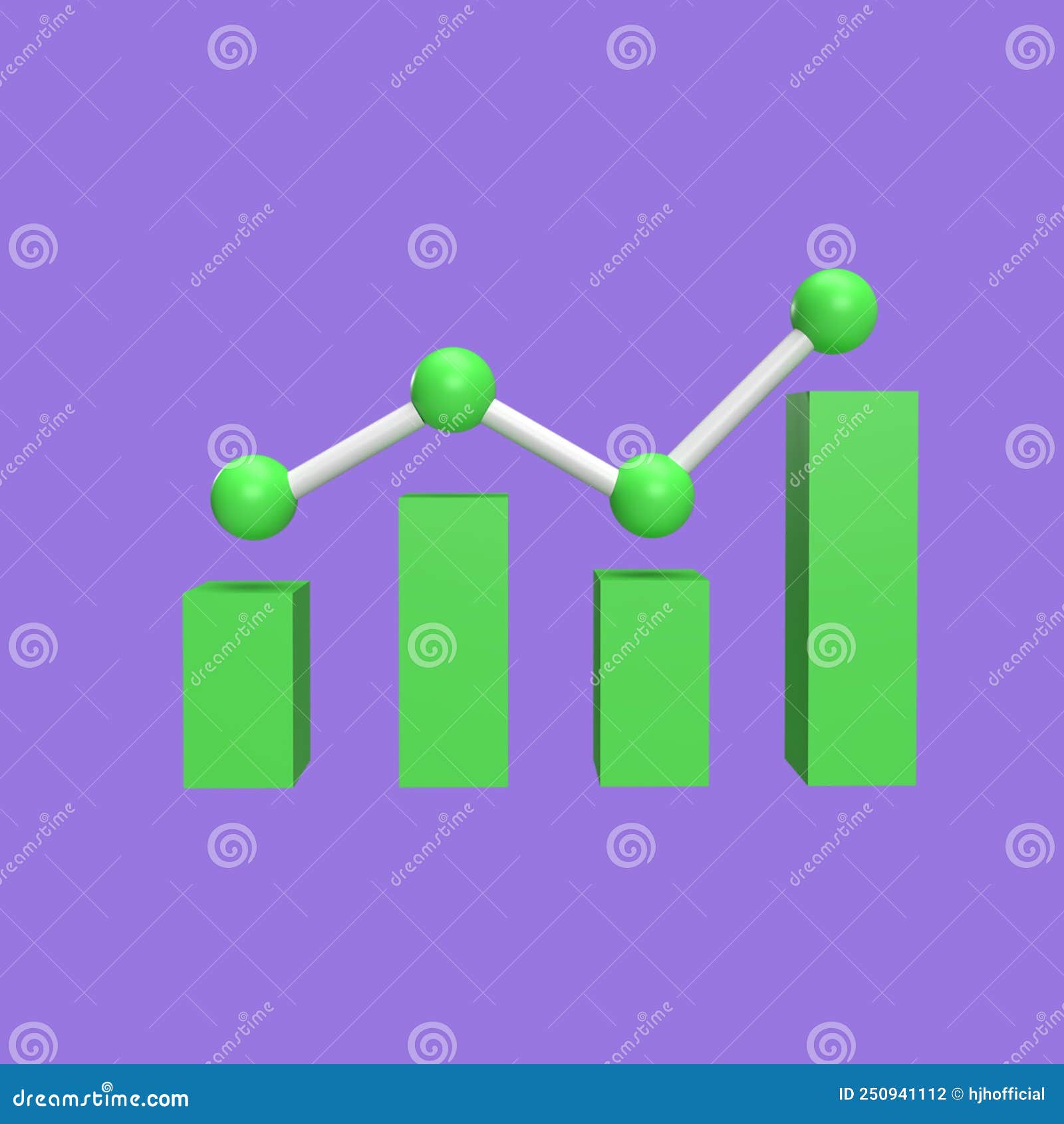 Increase Graph 3d Icon Model Cartoon Style Concept. Render Illustration ...