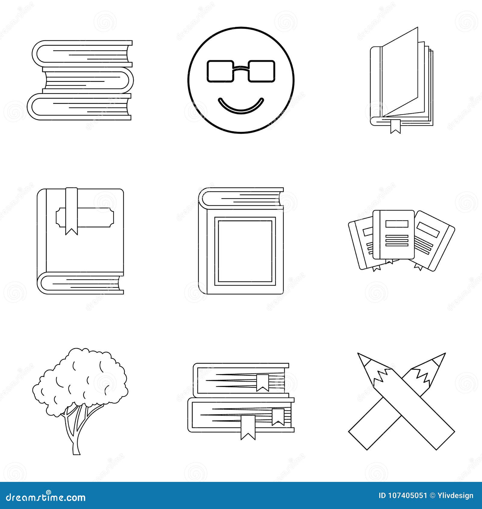 Increase of Knowledge Icons Set, Outline Style Stock Vector ...