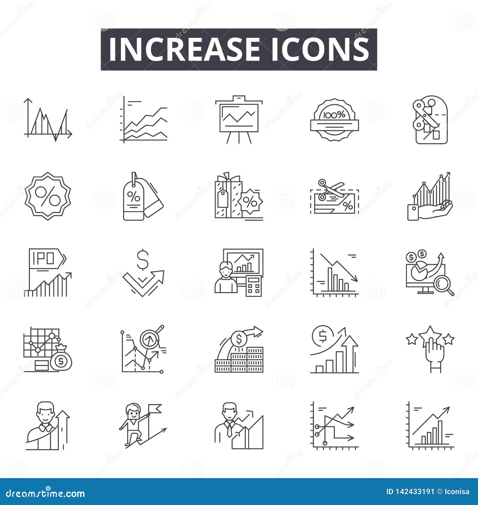 Increase Line Icons for Web and Mobile Design. Editable Stroke Signs ...