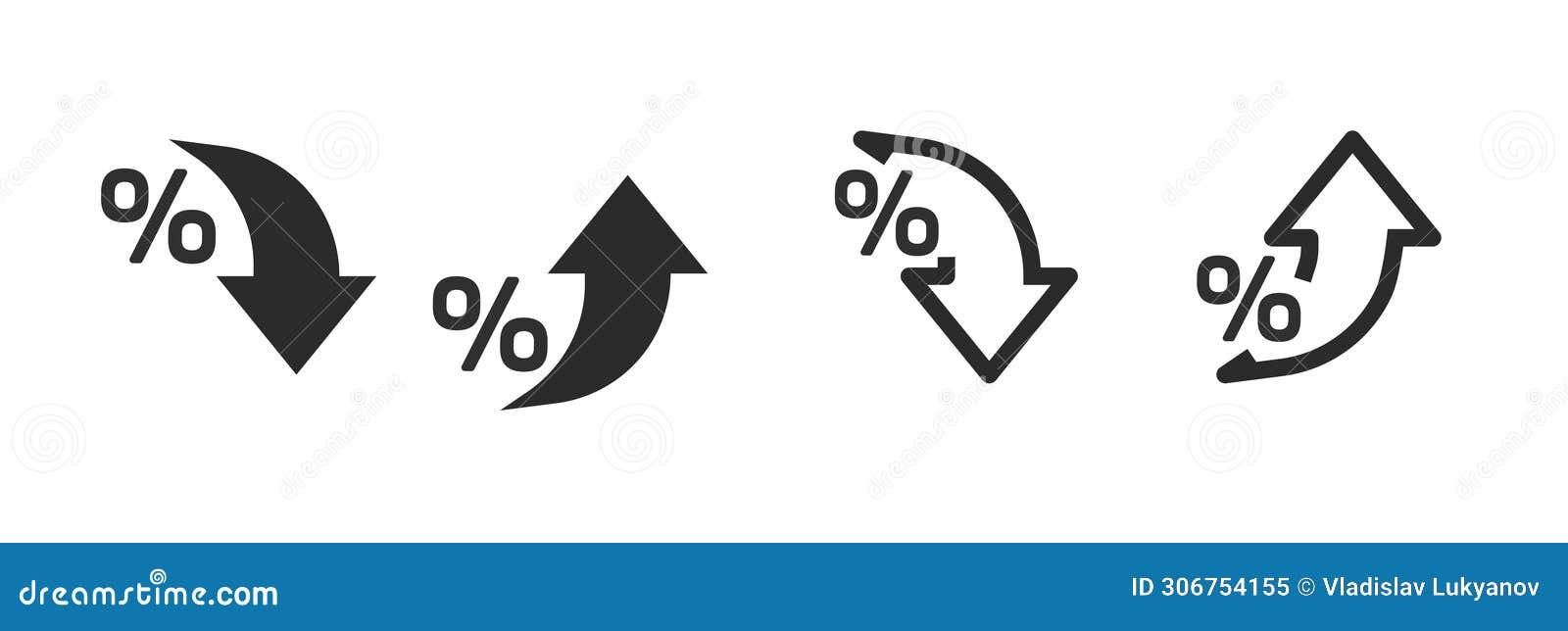 Increase Percentage Arrow Up Icon, Decrease Down Price Cost Percent Rate Flow Vector Line ...