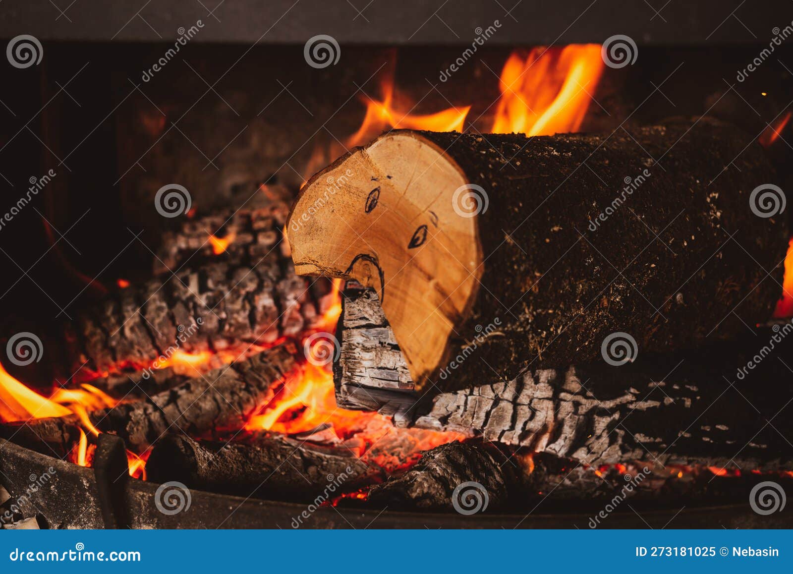 Increase in Prices for Firewood Concept. Log with Sad Smiley in Burning ...