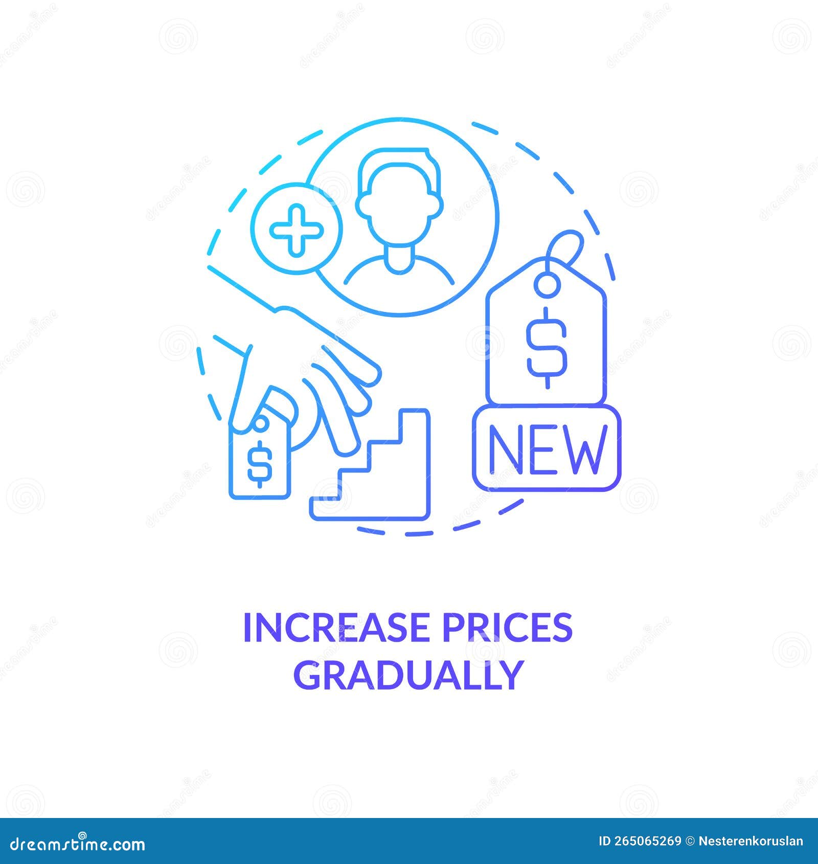 Increase Prices Gradually Blue Gradient Concept Icon Stock Vector ...