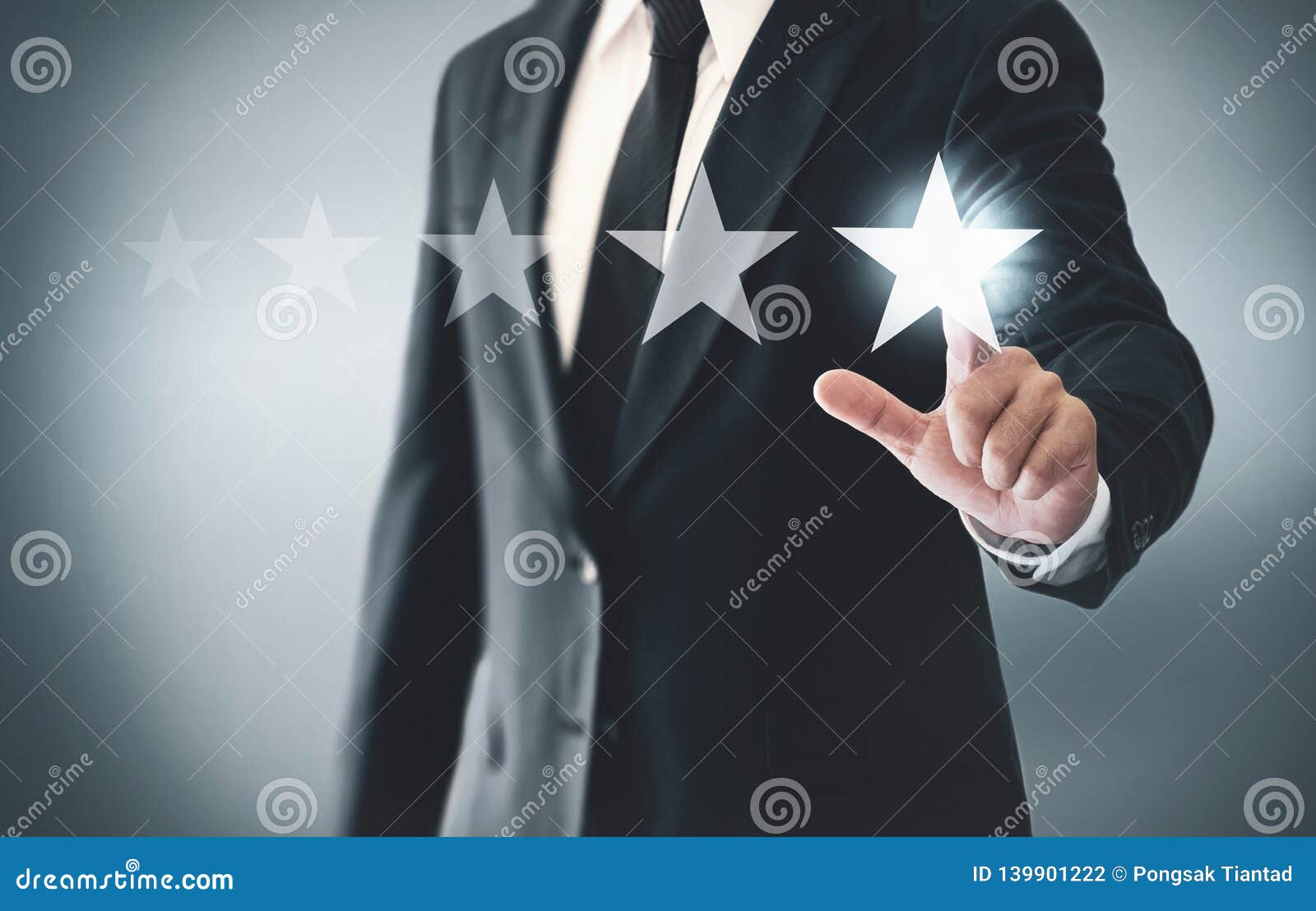 Increase Ranking and Rating with Businessman is Touching Virtual Screen ...