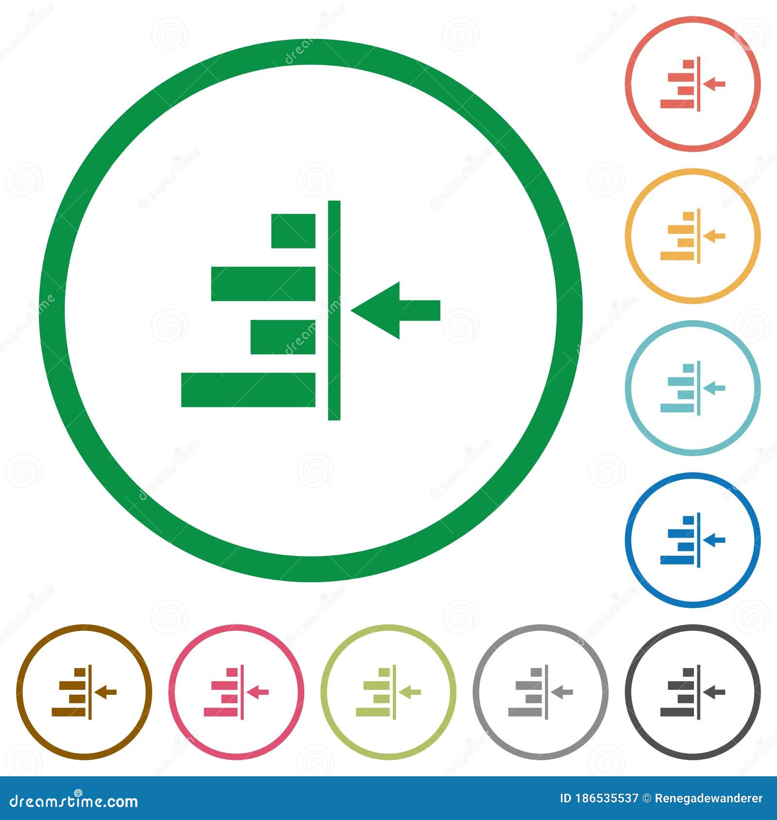 Increase Right Indent Flat Icons With Outlines Cartoon Vector ...