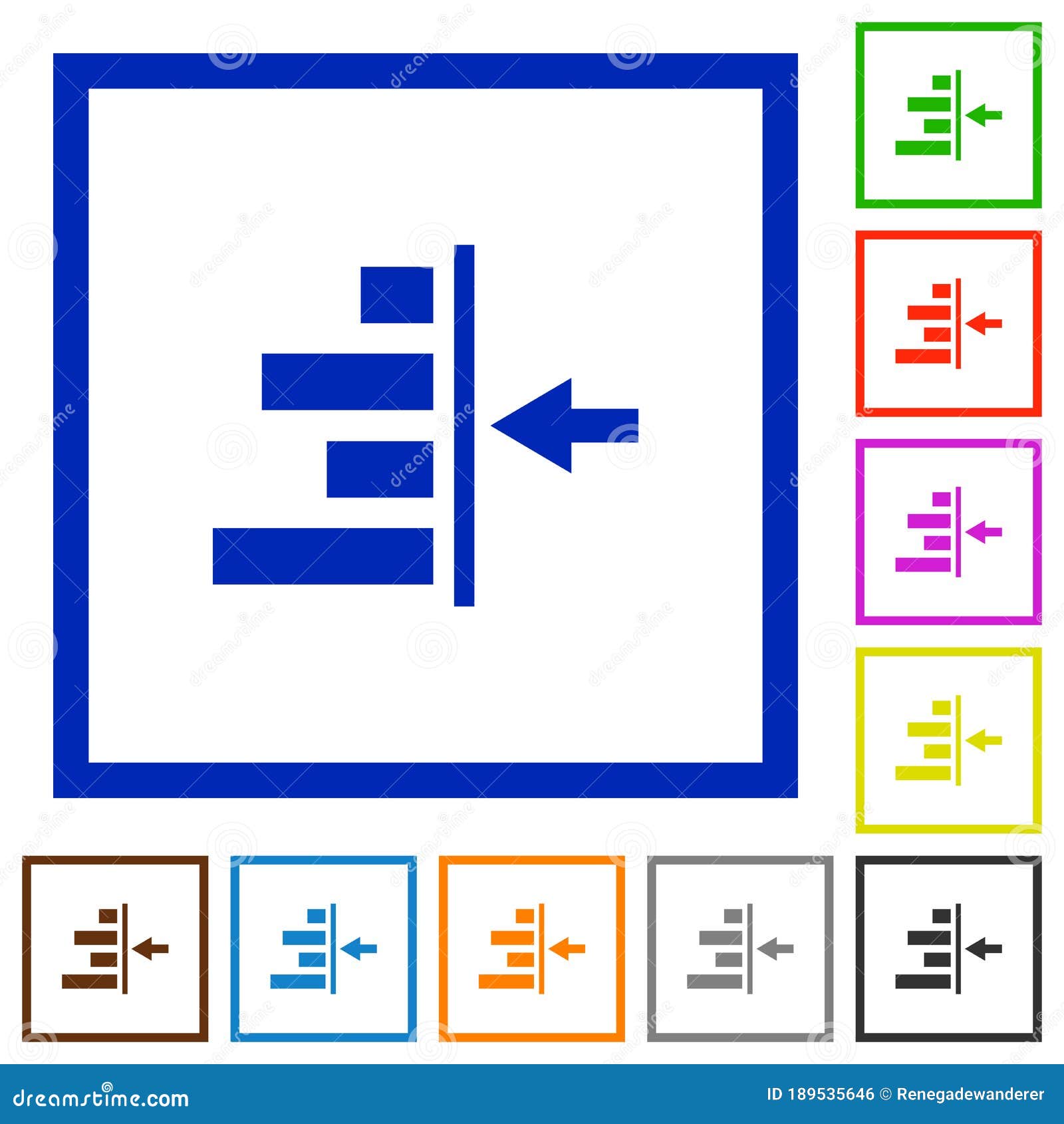 Increase Right Indentation of Content Flat Framed Icons Stock Vector - Illustration of icons ...