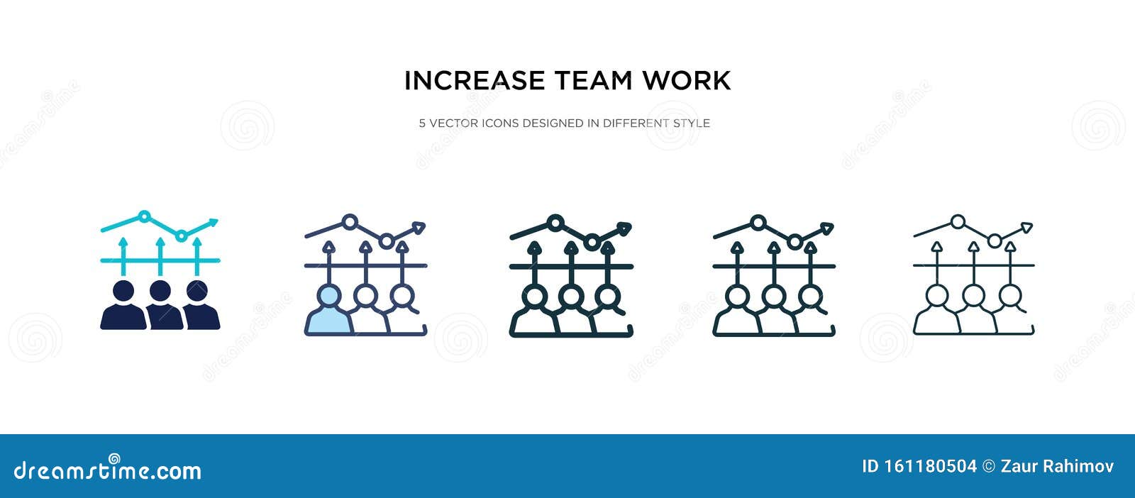 Increase Team Work Icon in Different Style Vector Illustration. Two ...