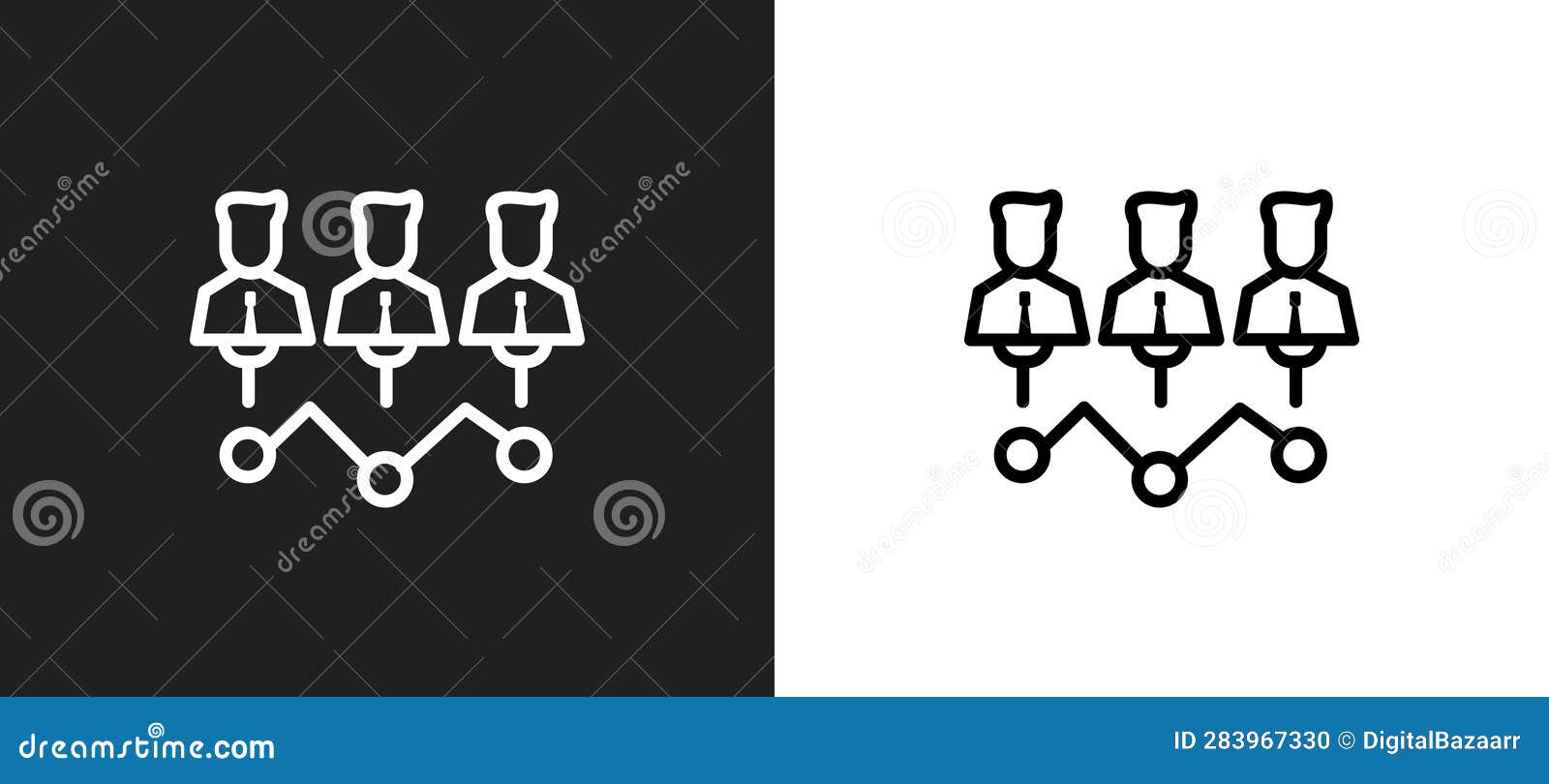 Increase Team Work Outline Icon in White and Black Colors. Increase ...