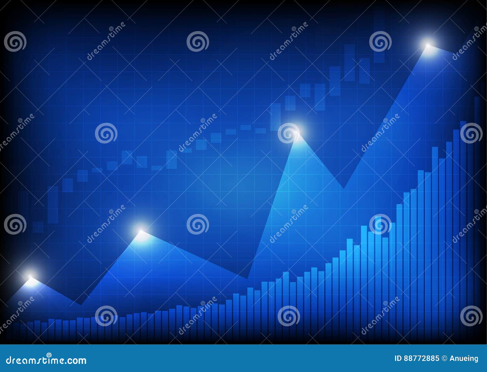 Increasing Business Graph on Blue Background Stock Vector ...
