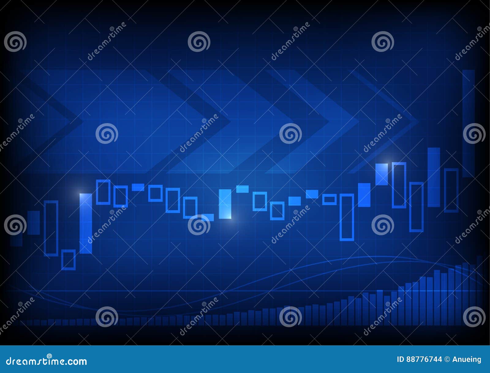 Increasing Business Graph on Blue Background Stock Vector ...