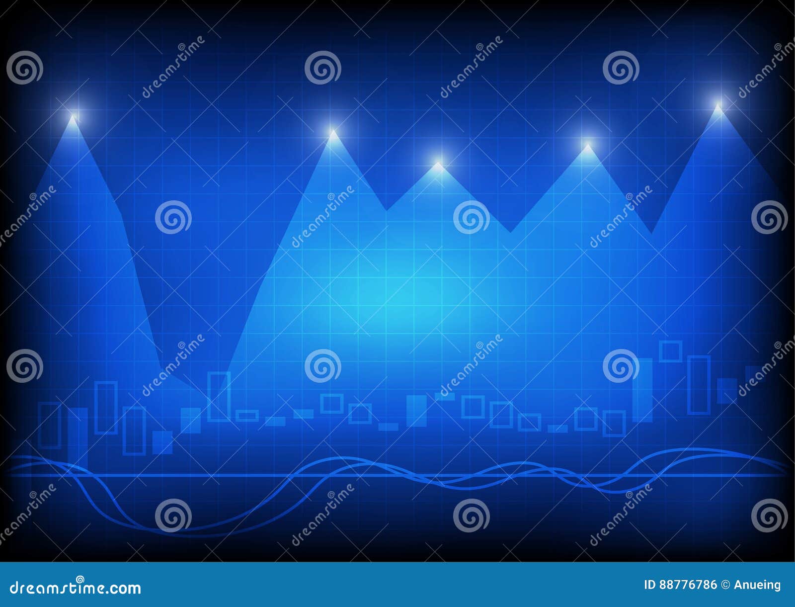 Increasing Business Graph on Blue Background Stock Vector ...