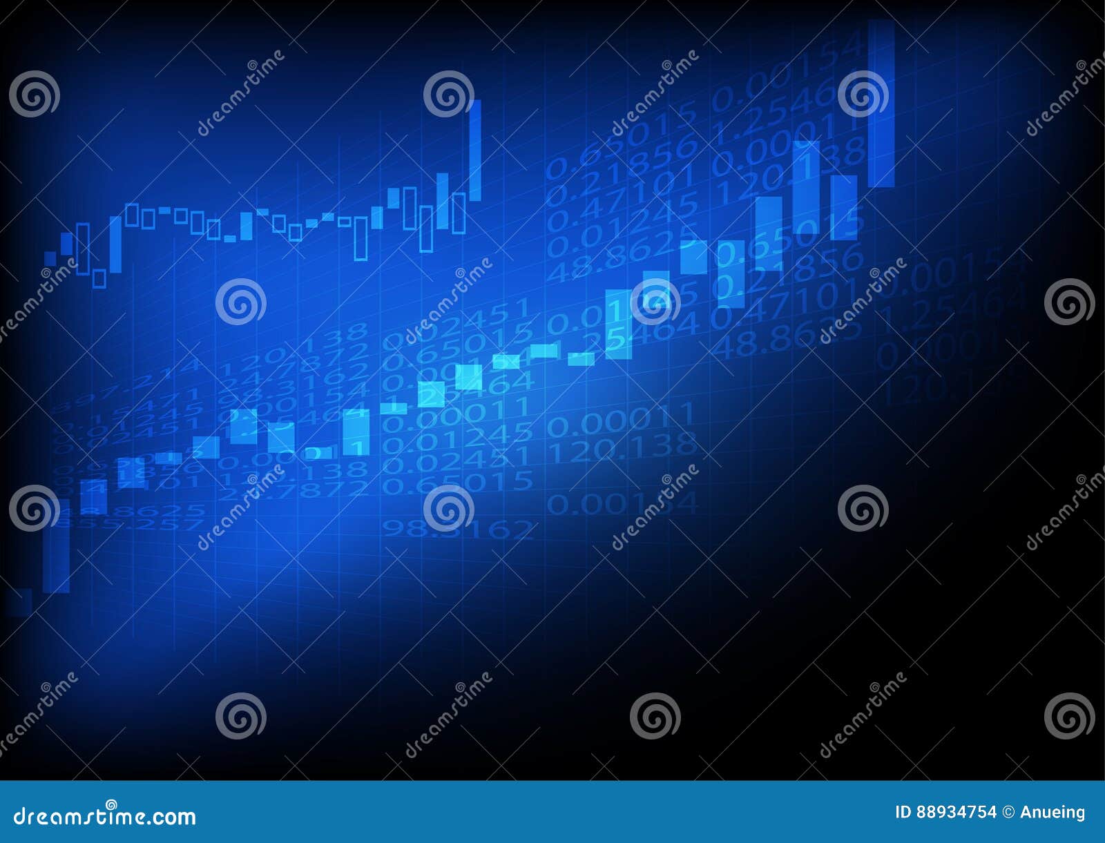Increasing Business Graph on Blue Background Stock Vector ...