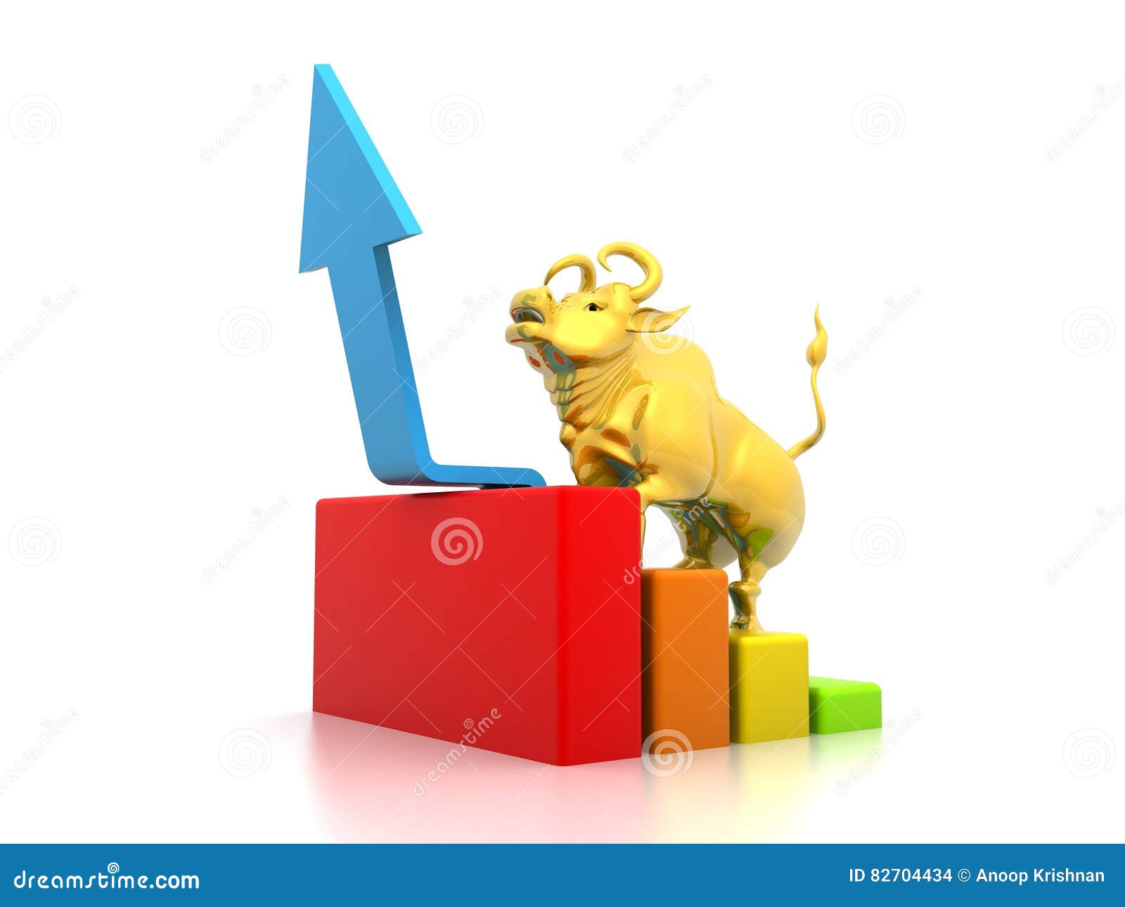 Increasing Business Graph with Bull Stock Illustration - Illustration ...