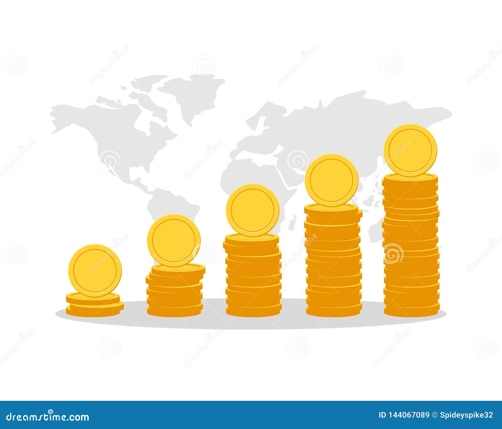 Increasing Chart from Pile of Coins Stock Illustration - Illustration ...