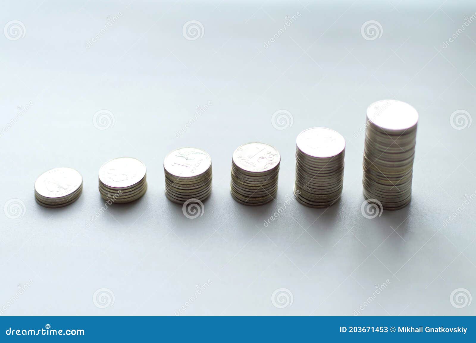 Increasing Columns of Coins, Looks Like As Growth Chart, Step of Stacks ...