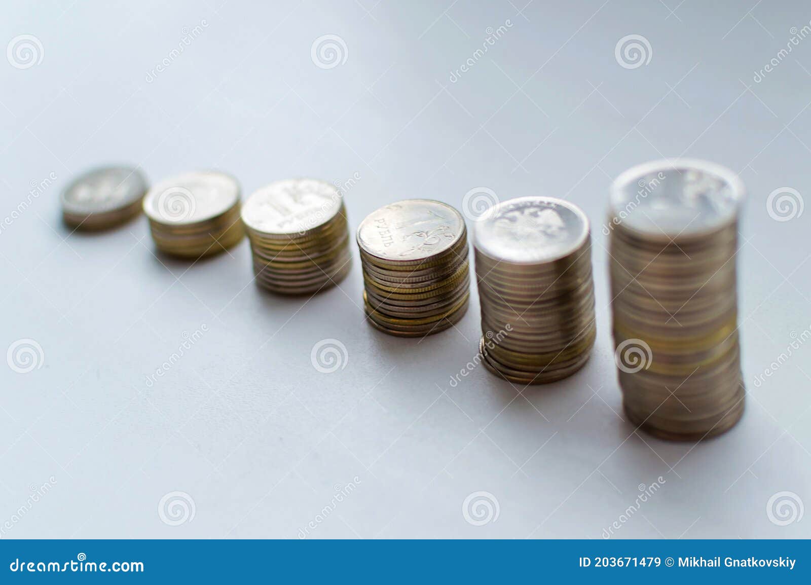 Increasing Columns of Coins, Looks Like As Growth Chart, Step of Stacks ...