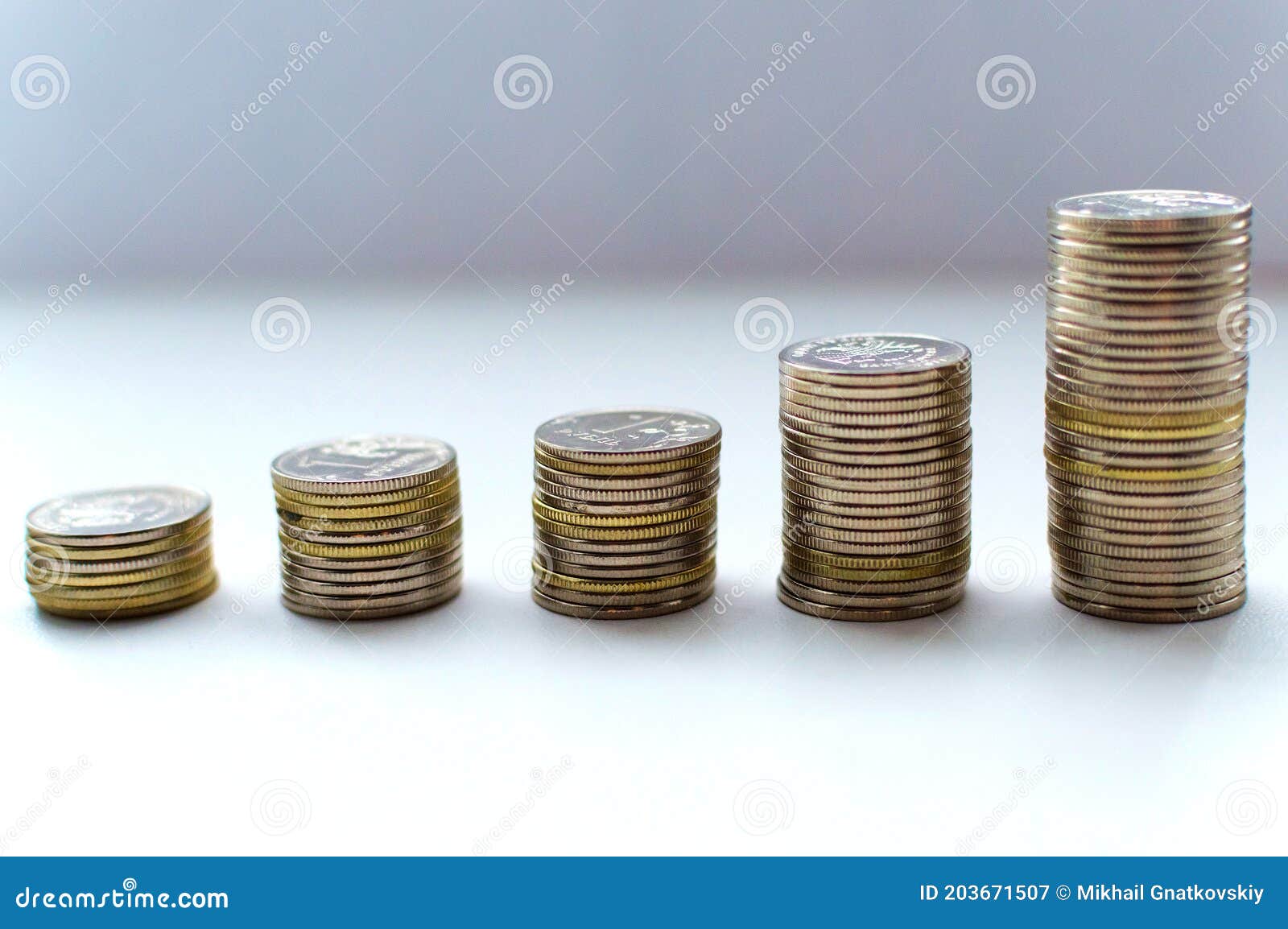Step Of Stacks Coin On White Background Royalty-Free Stock Photo ...
