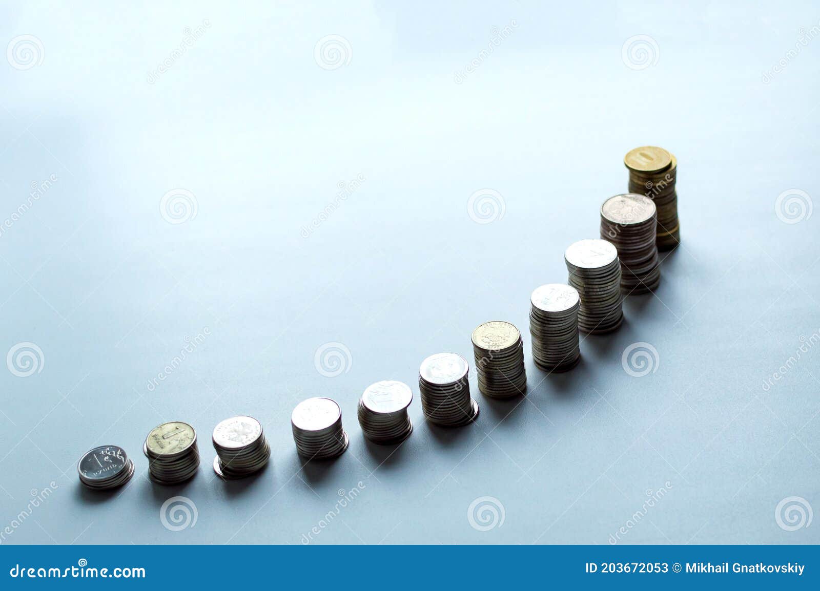 Increasing Columns of Coins, Looks Like As Growth Chart, Step of Stacks ...